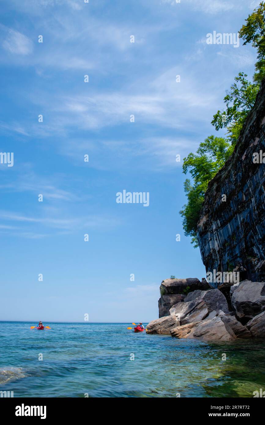 Exploring with a kayak, Pictured Rocks National Lakeshore, Munising ...
