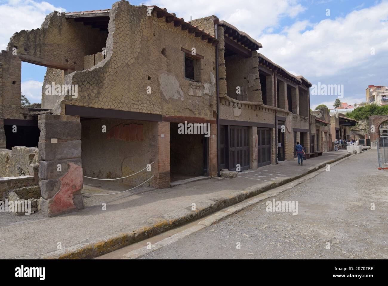 Remains of buildings at the Roman town of Herculaneum, buried in the ...