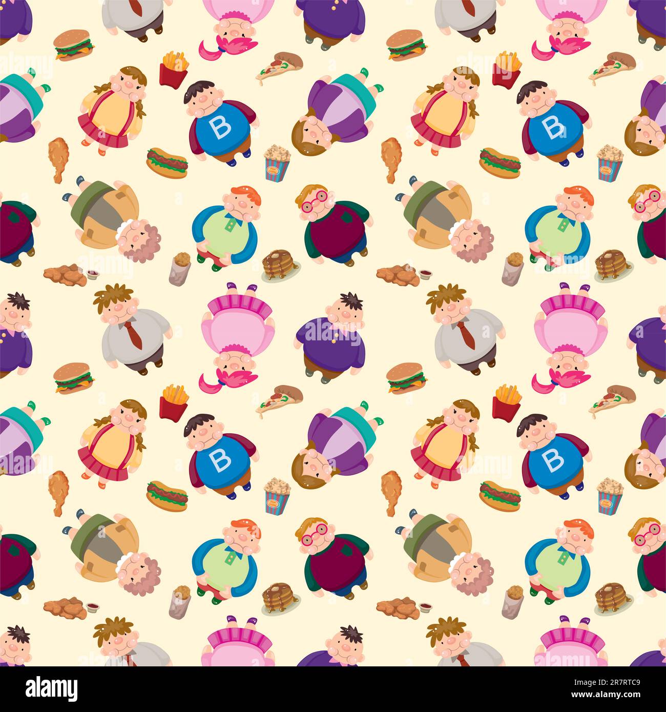 Cartoon Fat people seamless pattern Stock Vector Image & Art - Alamy
