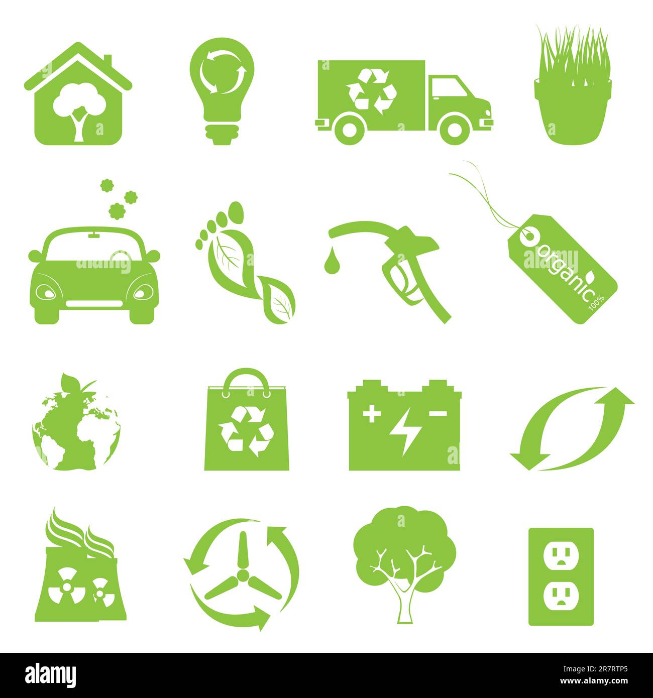 Recycling and clean environment icon set in green Stock Vector Image ...