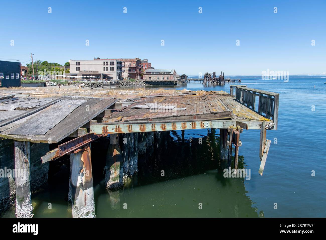 Port Townsend, WA, USA-July 2022; View along the waterfront of downtown ...