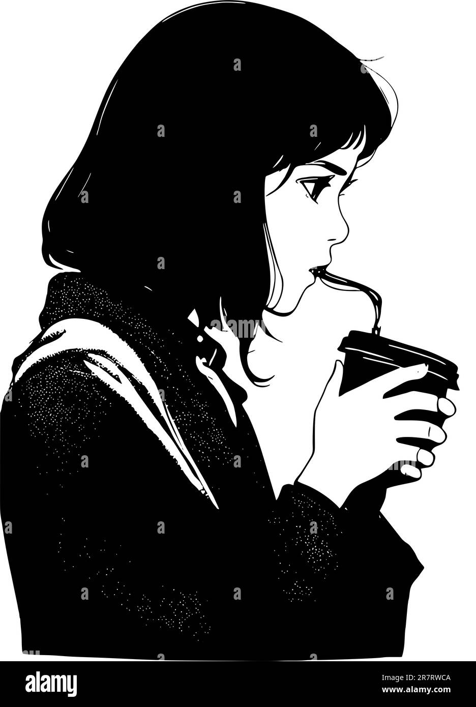 Woman coffee face Black and White Stock Photos & Images - Alamy