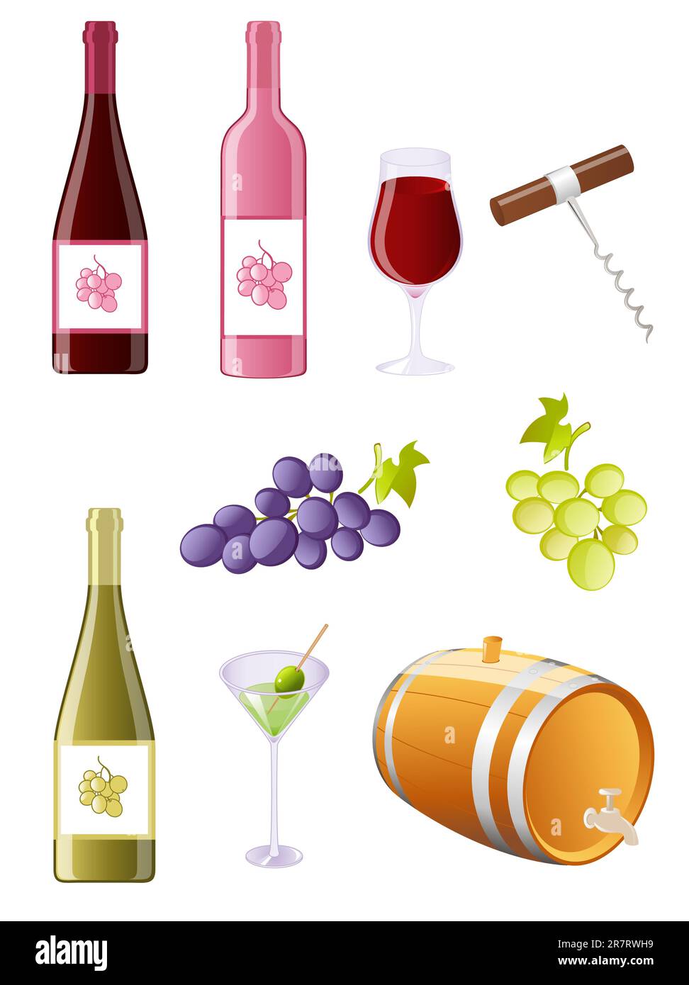 White wine bottle grapes Stock Vector Images - Alamy