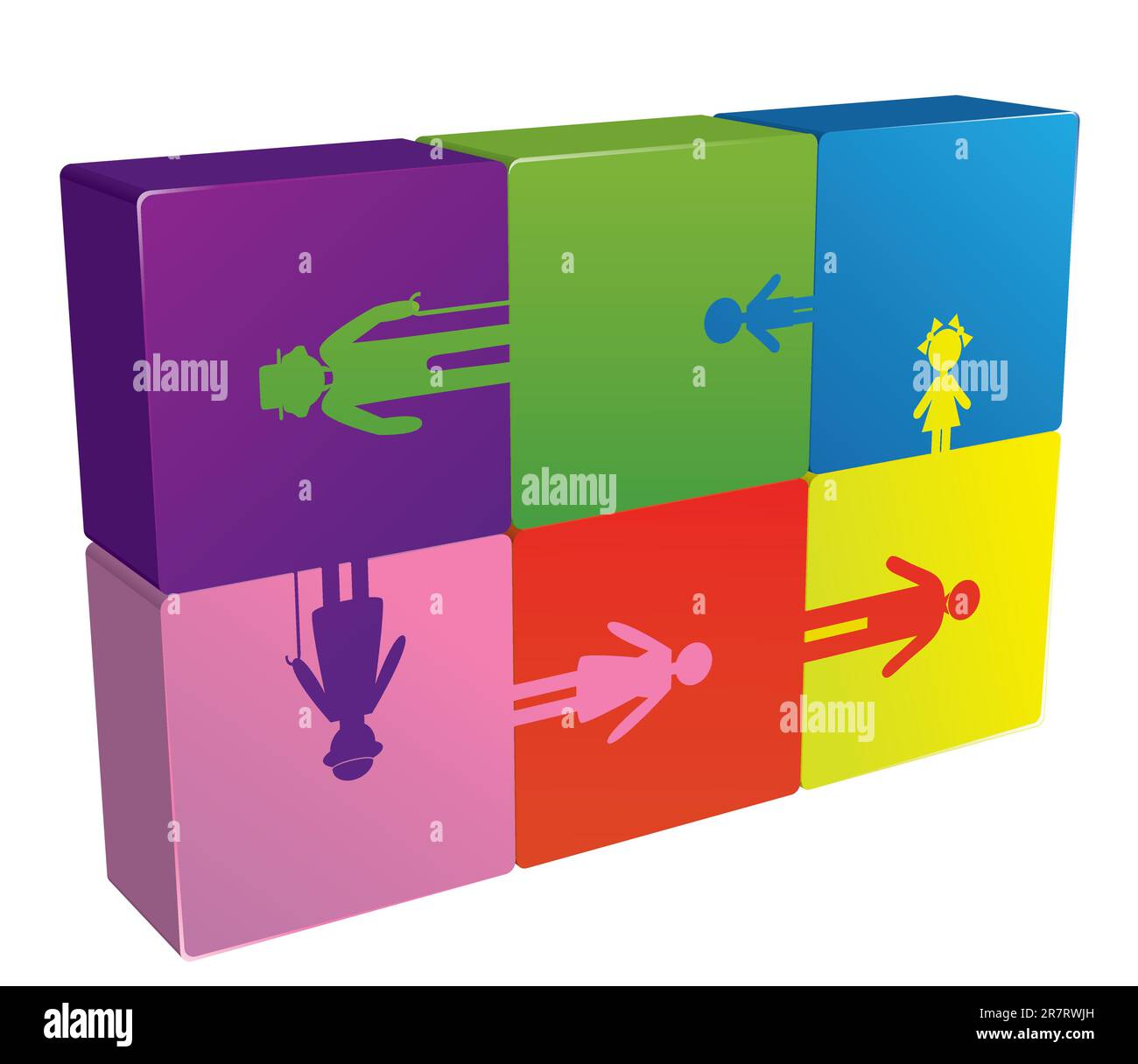 Family puzzle logo generation people, icon vector illustration. Social ...