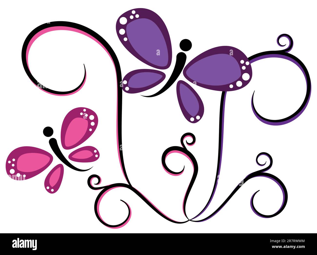 Pretty colorful pink and purple butterflies Stock Vector Image & Art ...