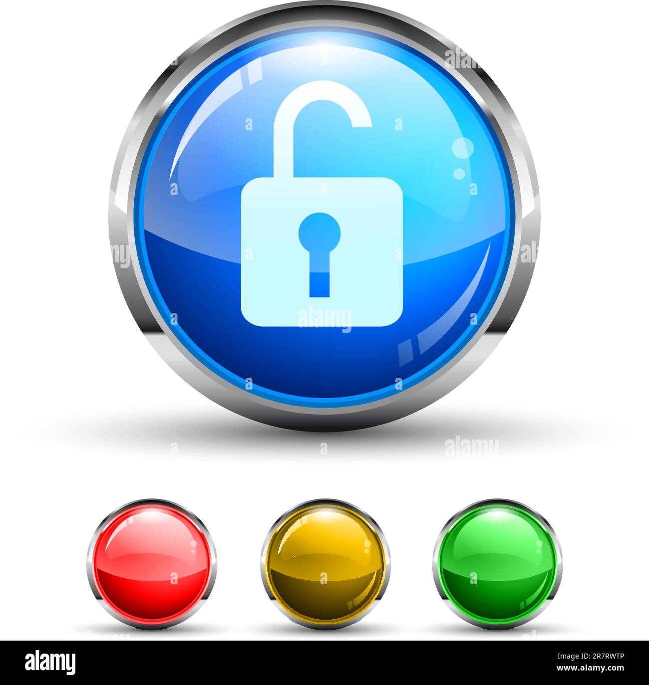 Unlock Cristal Glossy Button with light reflection and Cromed ring. 4 ...