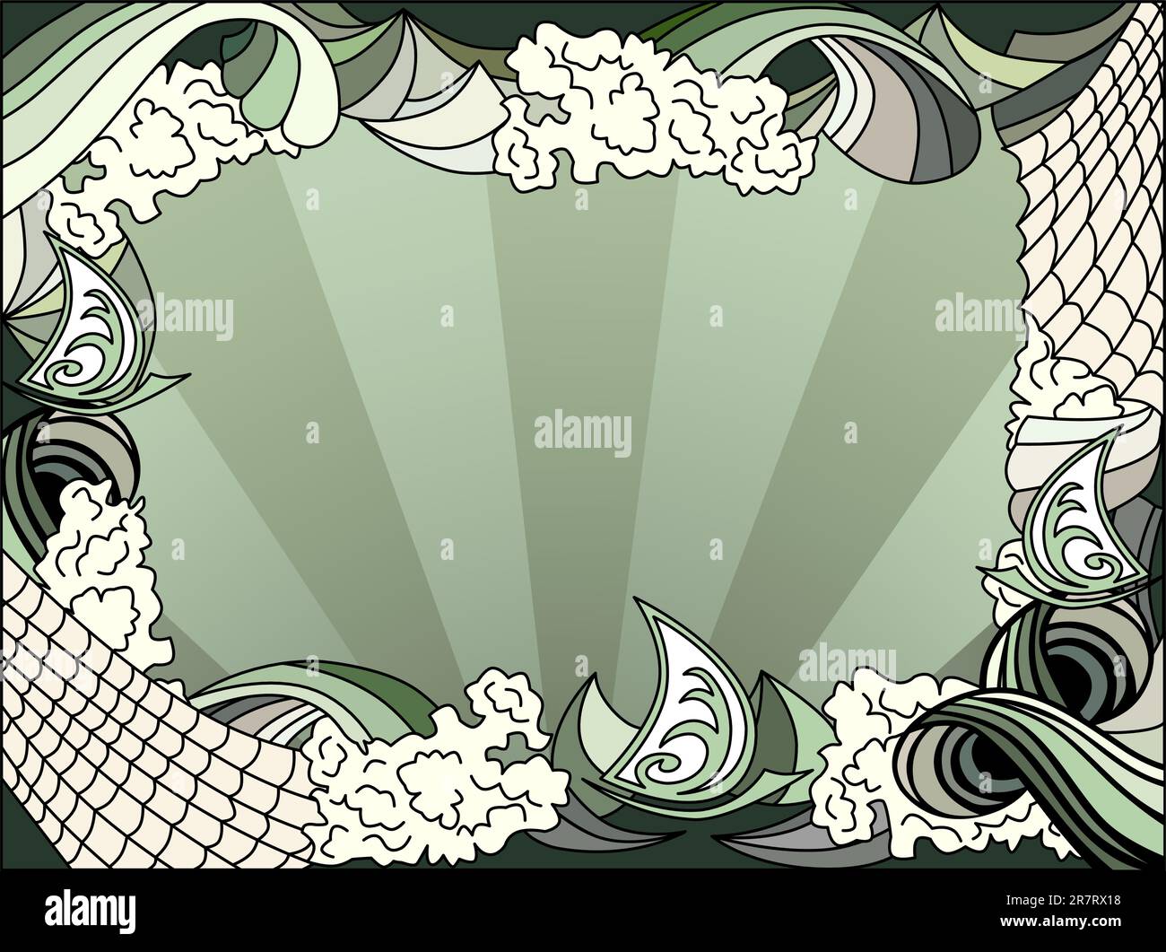 Abstract sea frame with sailer and net. Very easy can do background ...