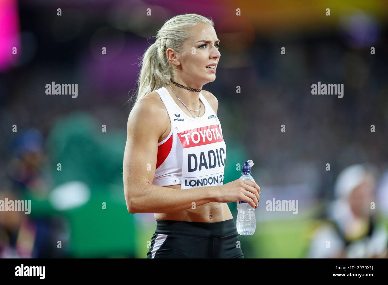 Ivona Dadic participating in the Heptathlon at the World Athletics ...
