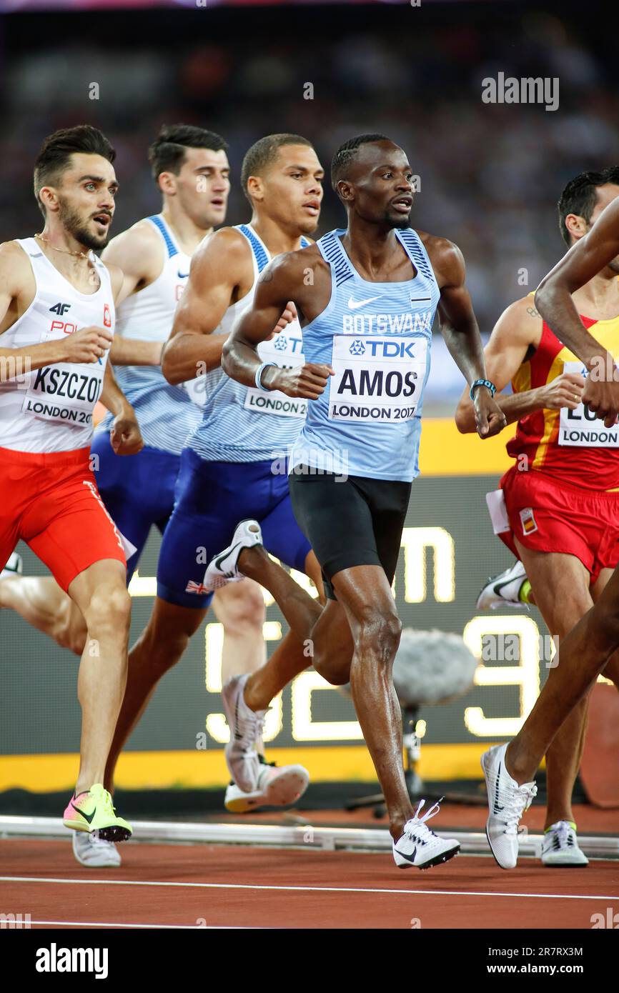 Nijel Amos participating in the 800 meter at the World Athletics ...