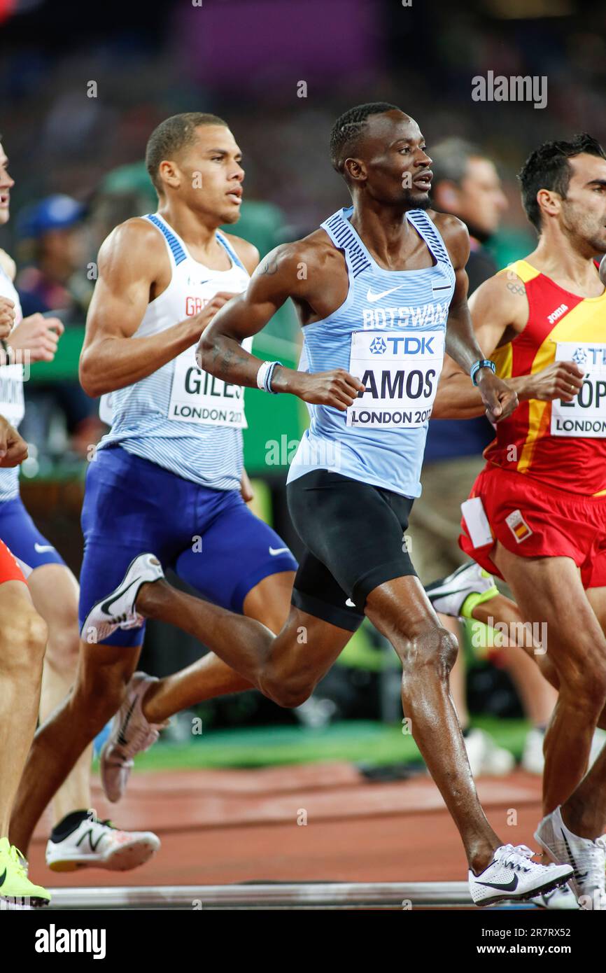 Nijel Amos participating in the 800 meter at the World Athletics ...