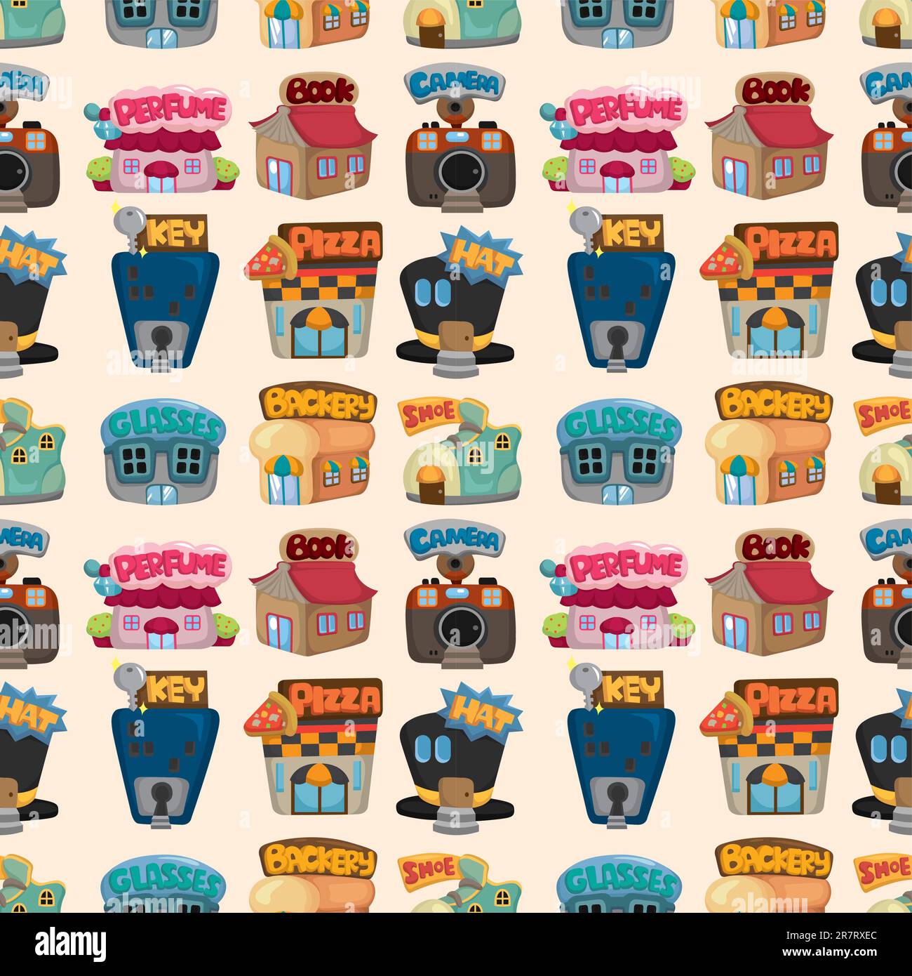 cartoon house / shop seamless pattern Stock Vector Image & Art - Alamy