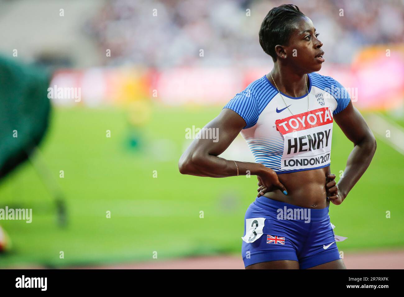 Desiree Henry participating in the 200 meter at the World Athletics ...