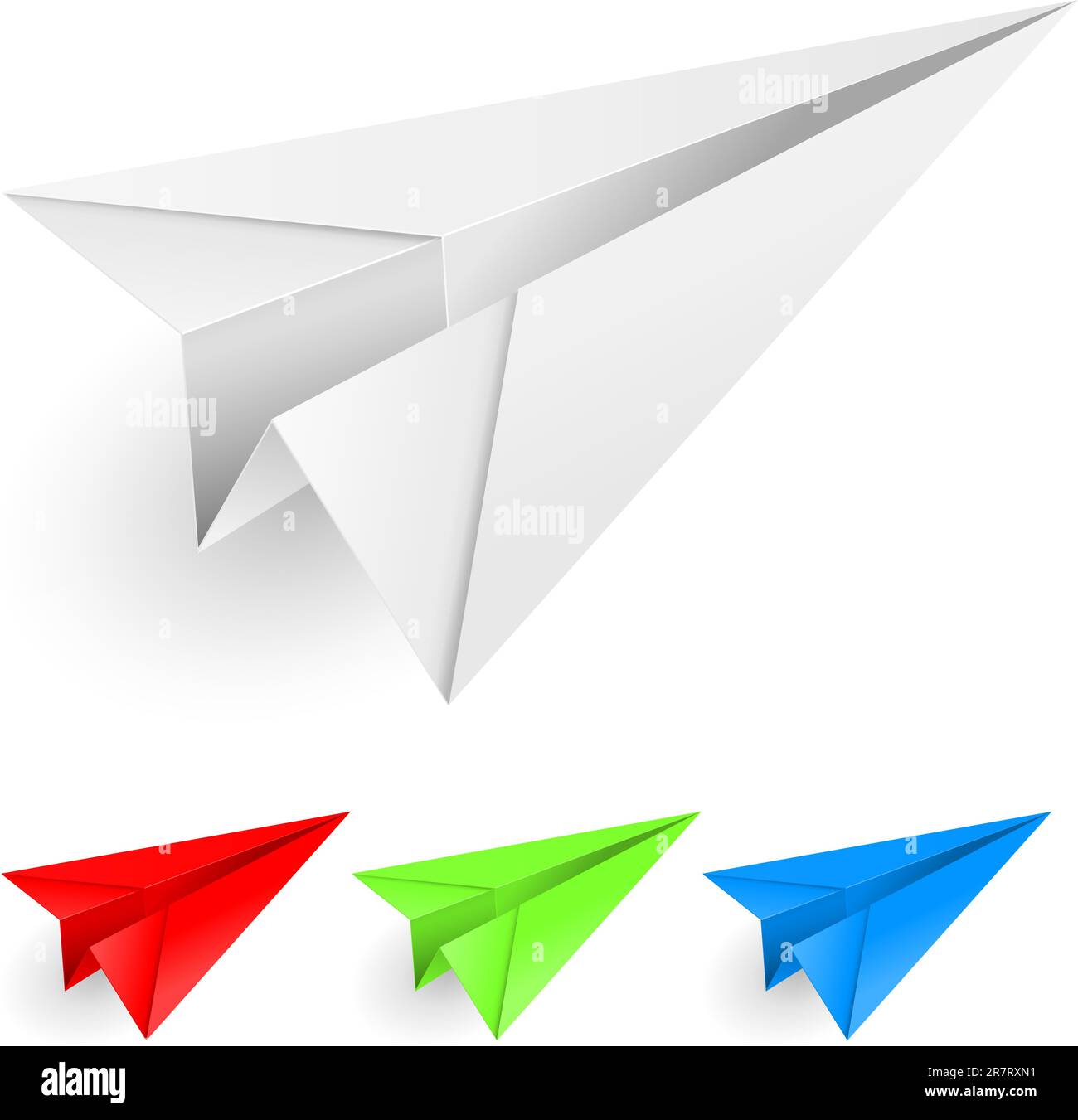 Colorful paper airplanes. Illustration on white background for design ...