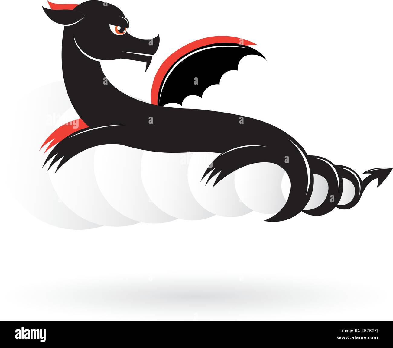 Abstract black dragon number two. Illustration on white background for ...