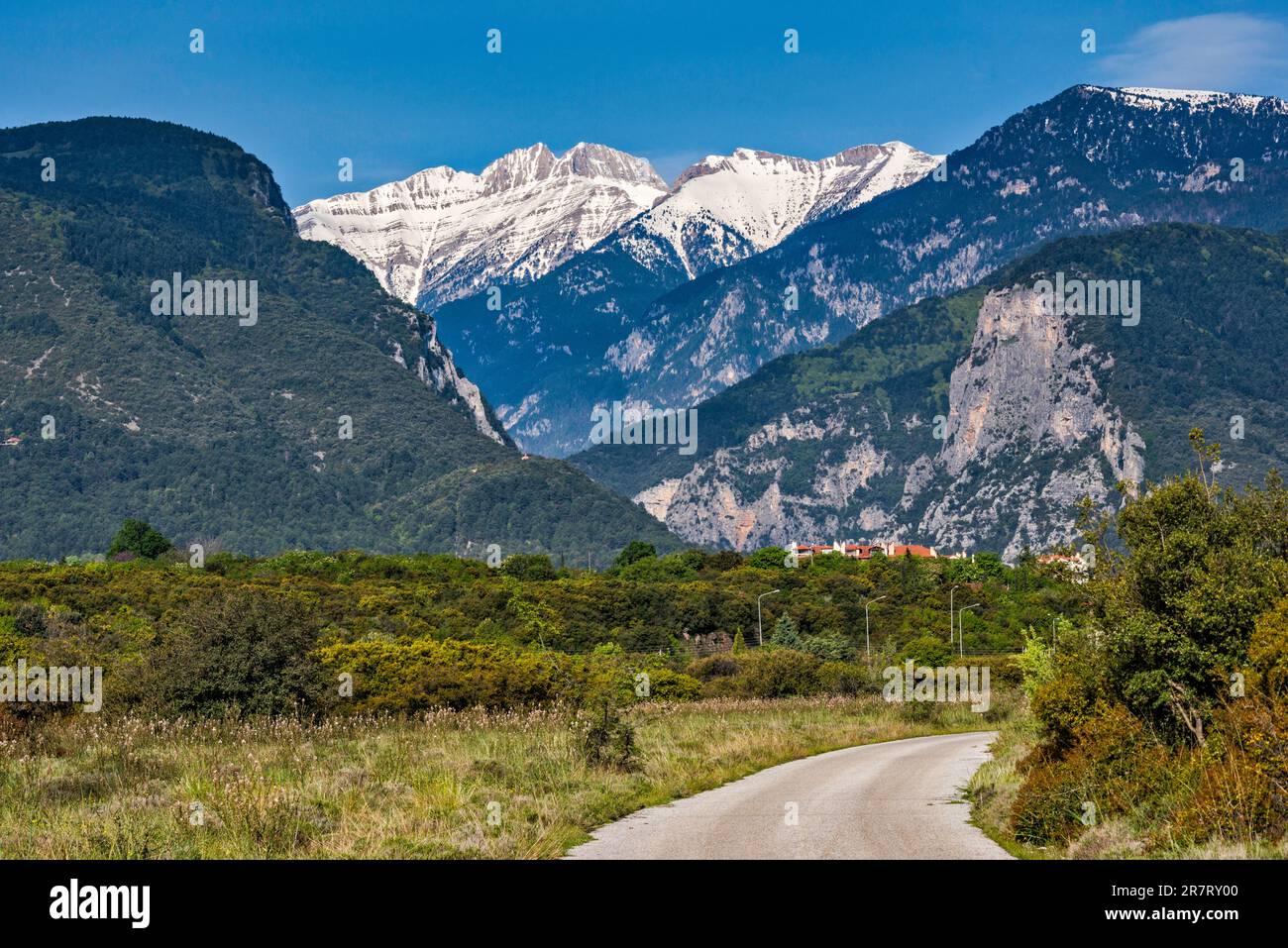 Peaks of Mount Olympus, Enipeas River Gorge, town of Litochoro, Mount ...