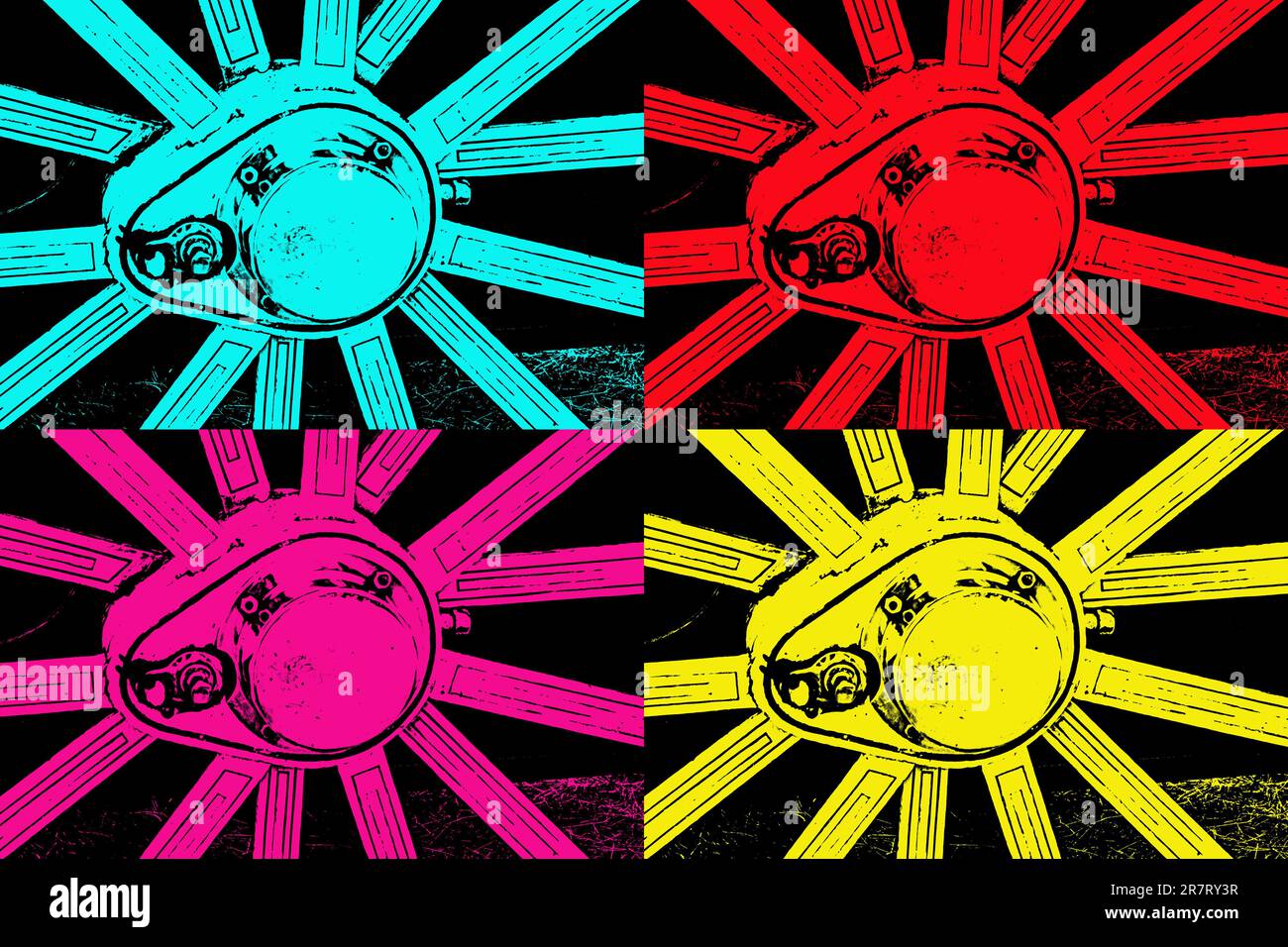 Traction engine wheels, pop art Stock Photo - Alamy