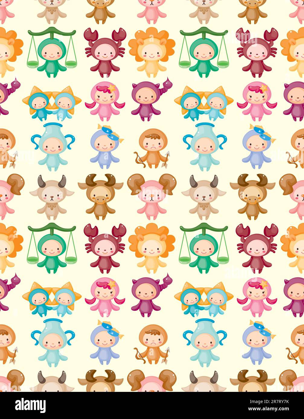 cute zodiac symbols seamless pattern Stock Vector Image & Art - Alamy