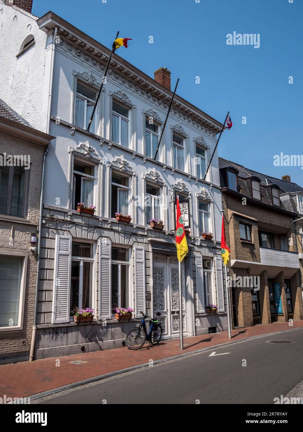 Street scene with Talbot House and museum in the Belgium town of ...