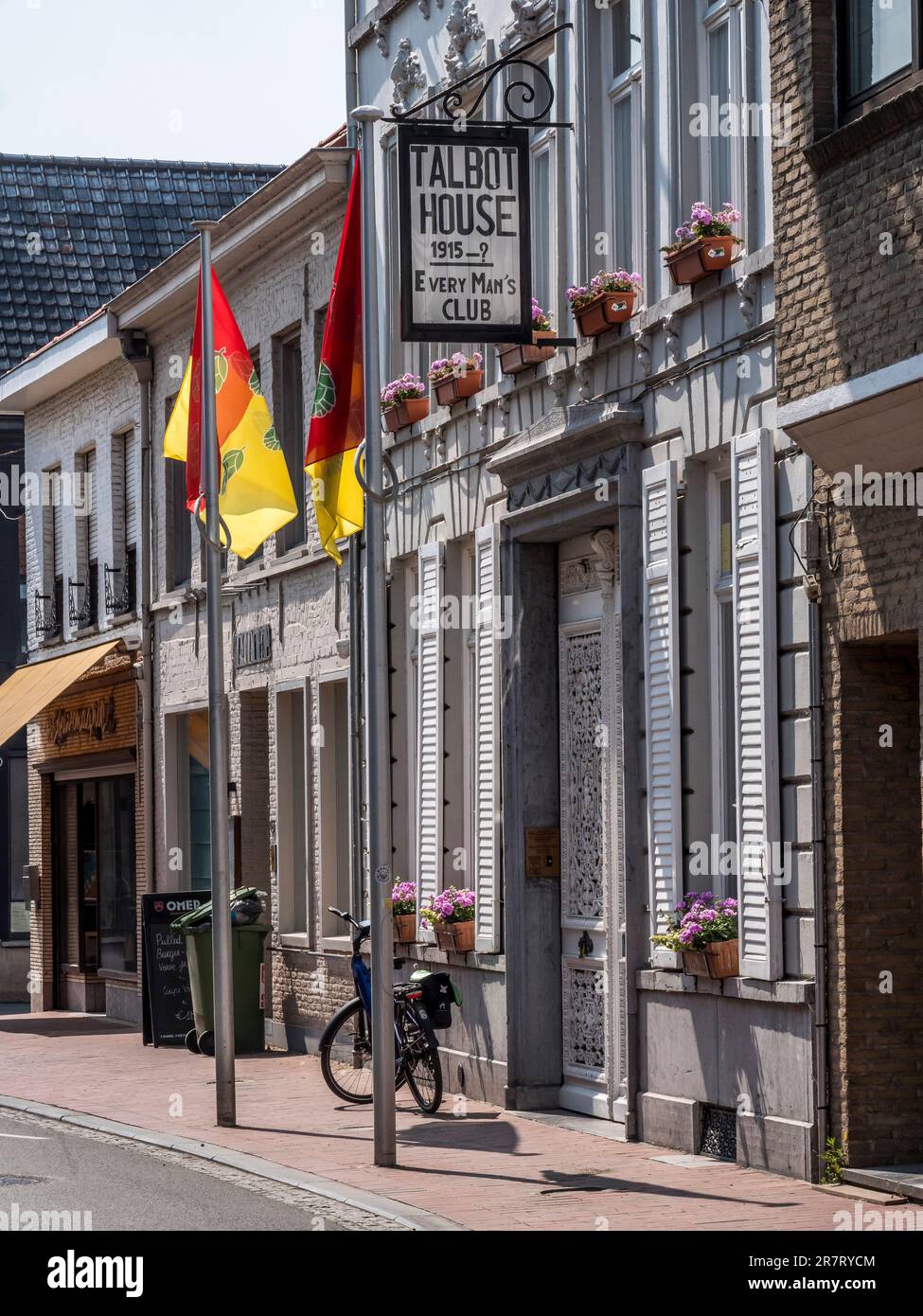 Street scene with Talbot House and museum in the Belgium town of ...