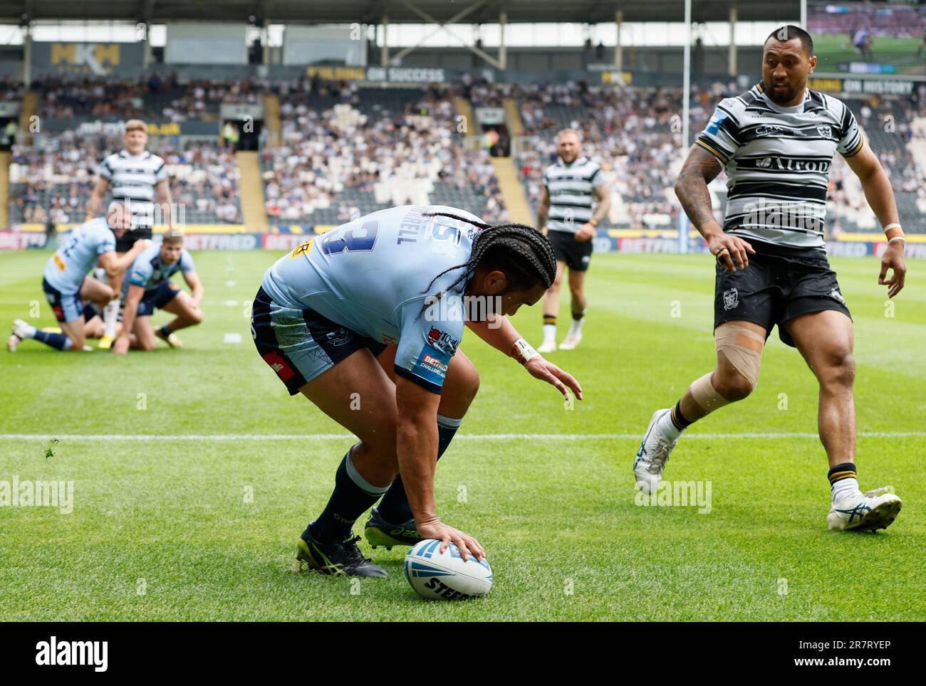 St Helens' Konrad Hurrell scores his side's second try during the ...