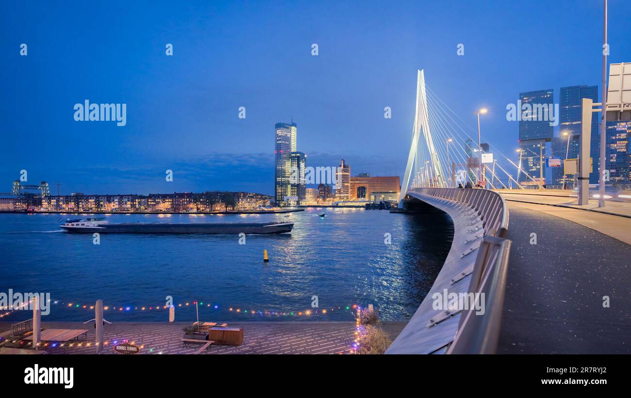 Rotterdam, Netherlands - Erasmus Bridge by Ben van Berkel across river ...