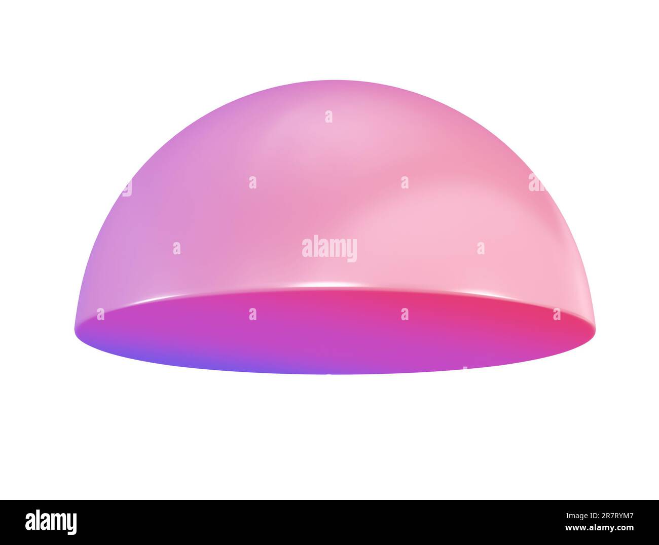 3d Object Semisphere Metal Geometric Shape Realistic Glossy Pink And