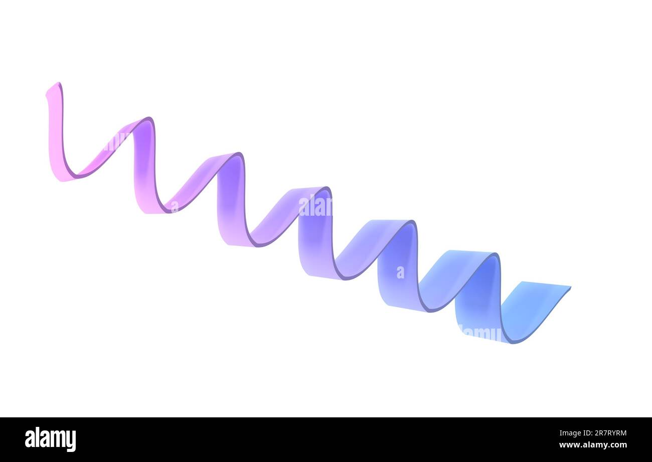 3d shape wave ribbon metal geometric. Realistic glossy pink and lilac ...