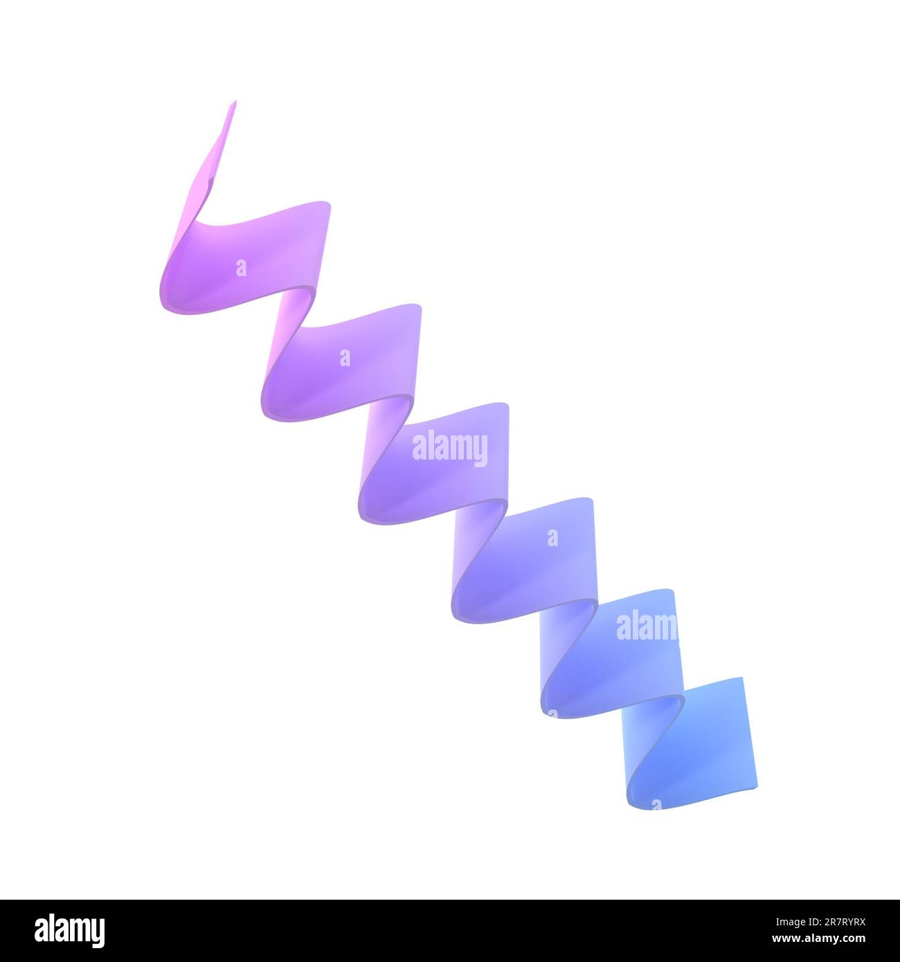 3d wave ribbon metal geometric shape. Realistic glossy pink and lilac ...