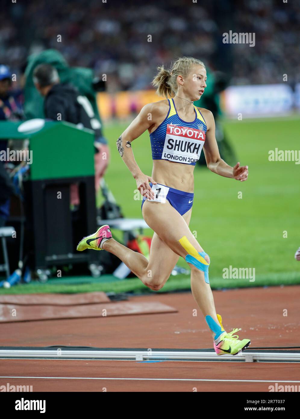 Alina Shukh participating in the Heptathlon at the World Athletics ...