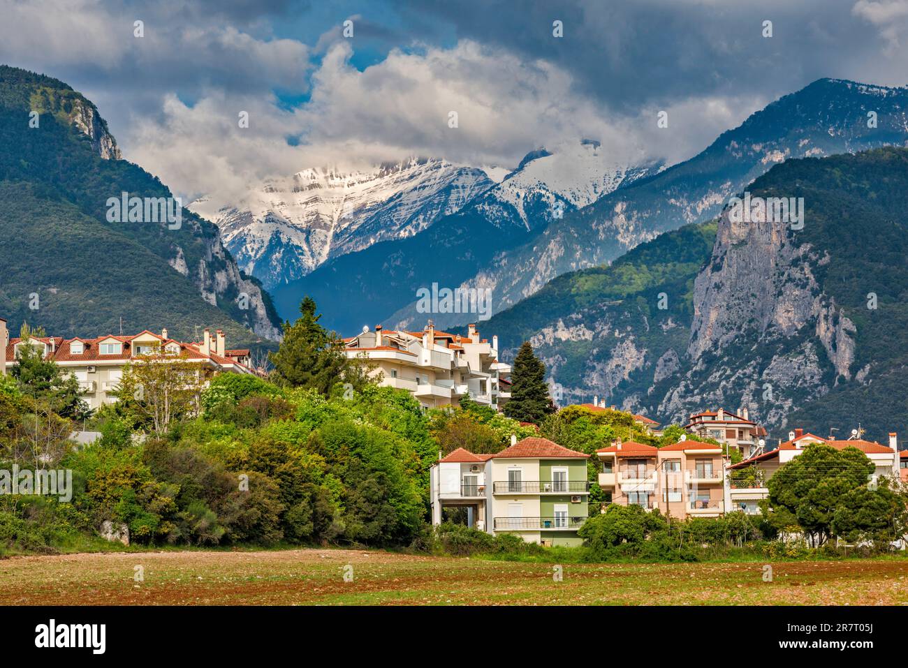 Peaks of Mount Olympus, Enipeas River Gorge, town of Litochoro, Mount ...