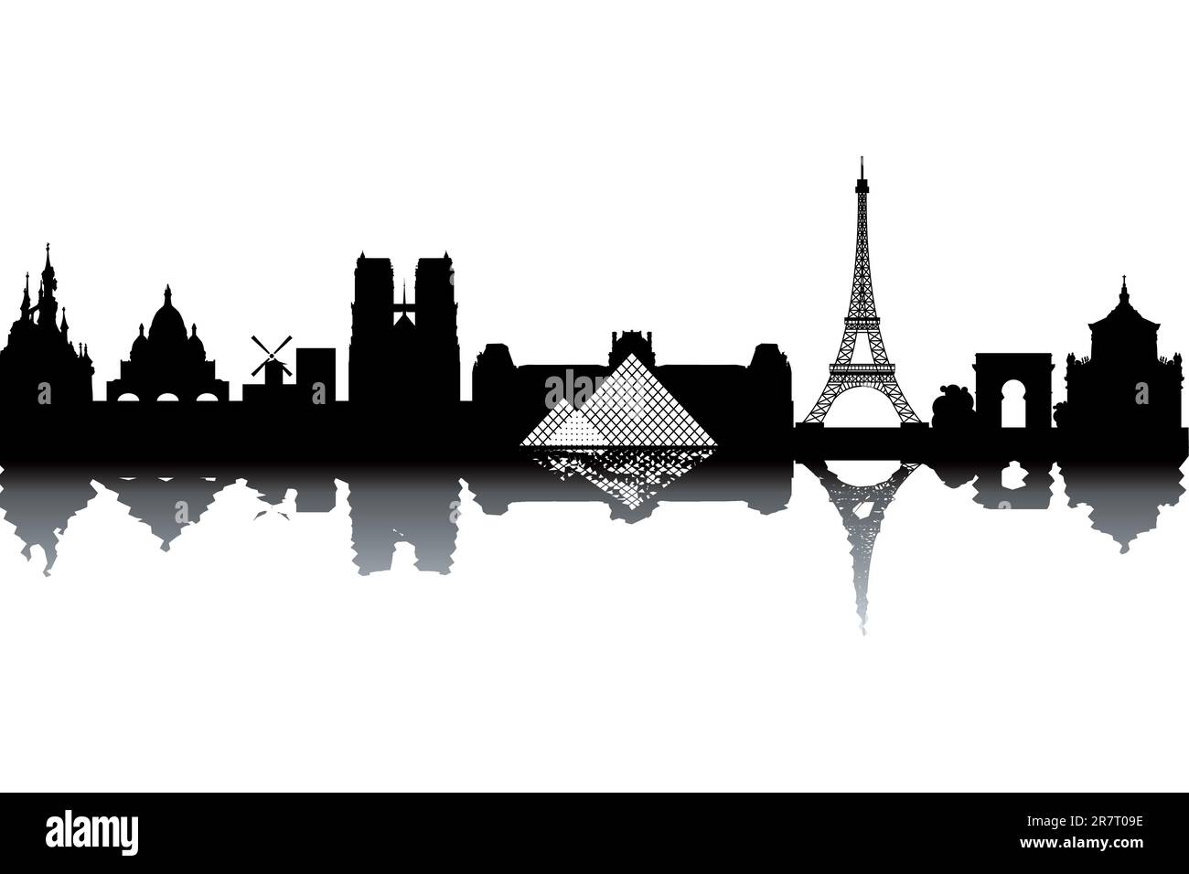 Paris skyline - black and white vector illustration Stock Vector Image ...