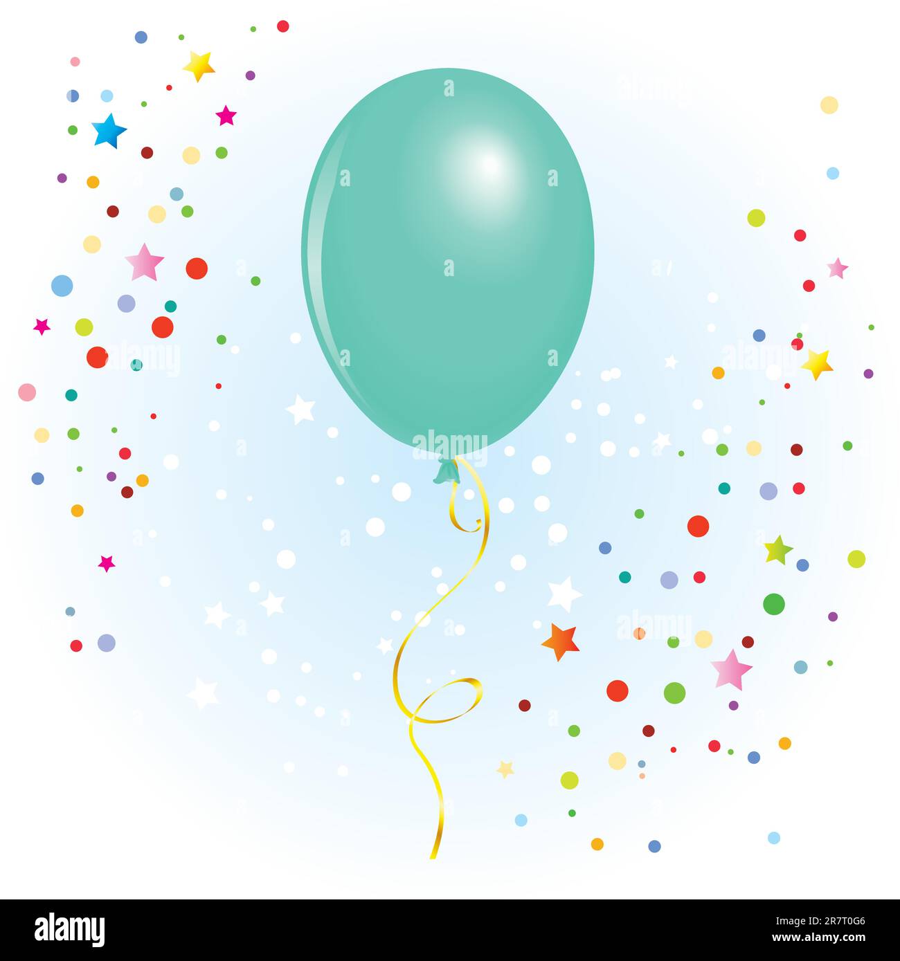 Turquoise balloon with dangling curly ribbon in vector format Stock ...