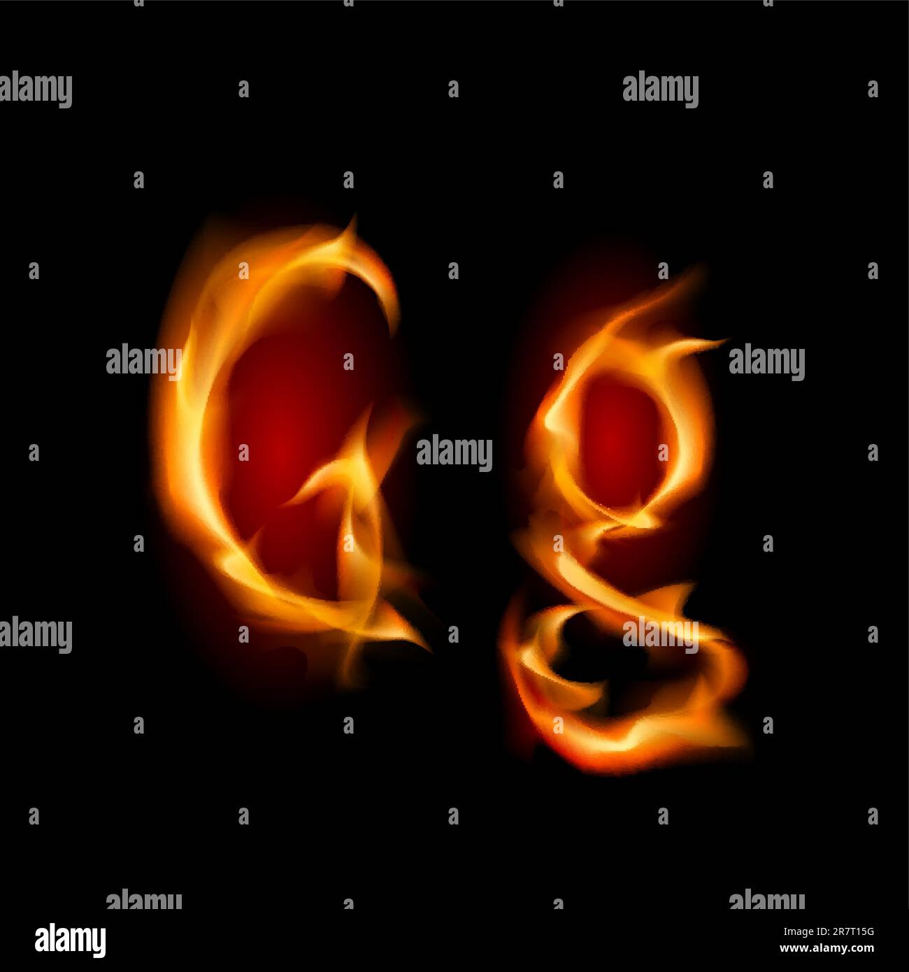 Fiery font. Letter G. Illustration on black background Stock Vector ...