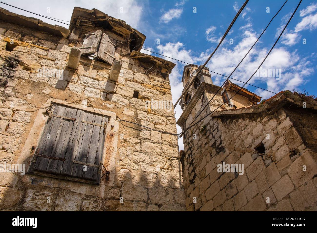 Historic buildings in a quiet back street in the city of Split in ...