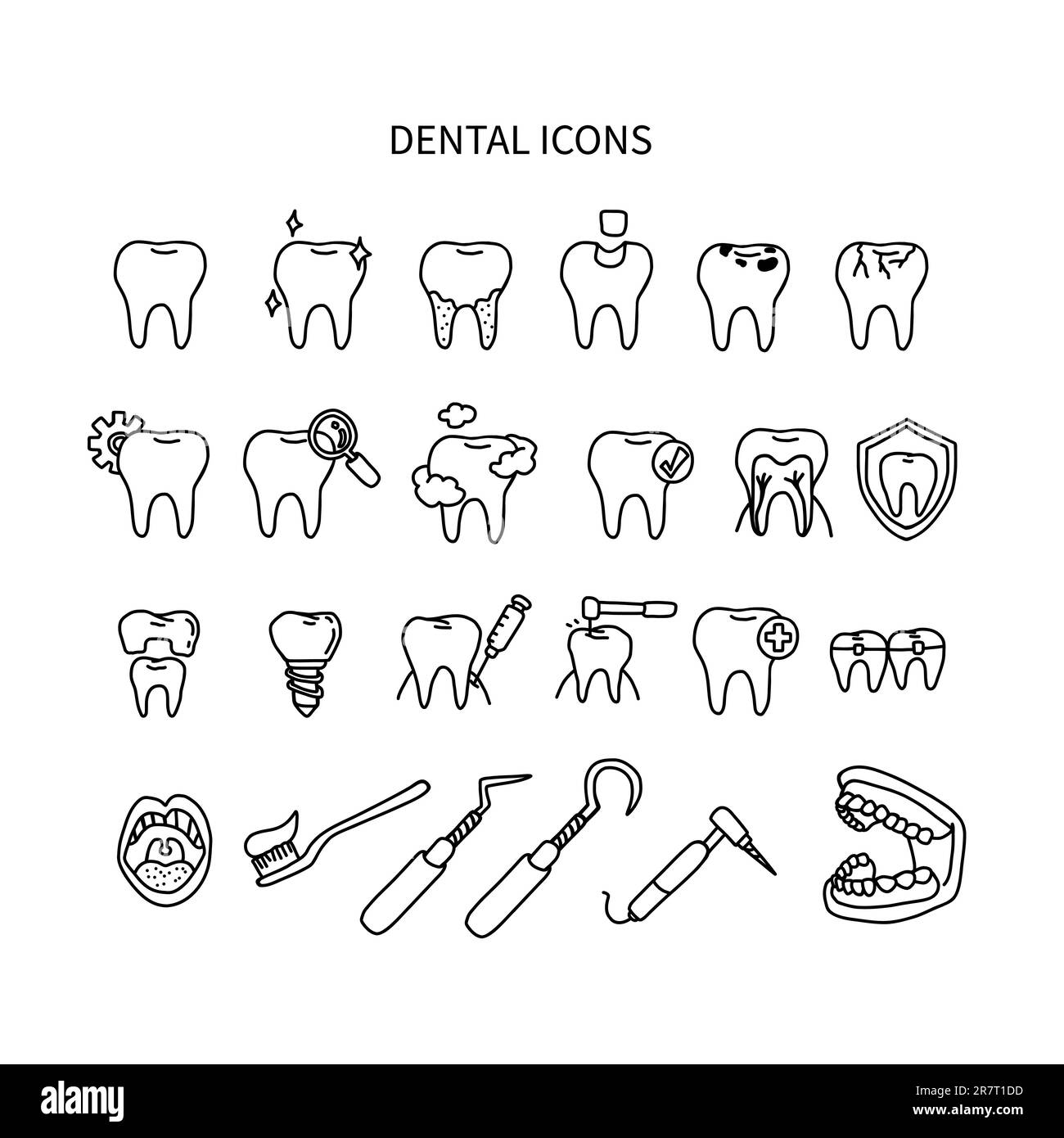 Dental Icons Set Vector Illustration Stock Vector Image And Art Alamy