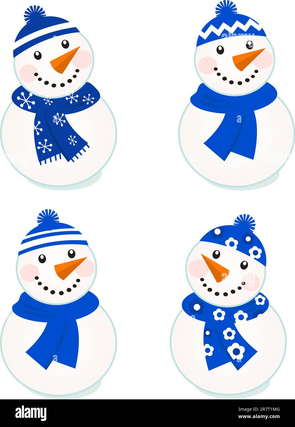 Vector cute christmas snowman - blue collection Stock Vector Image ...