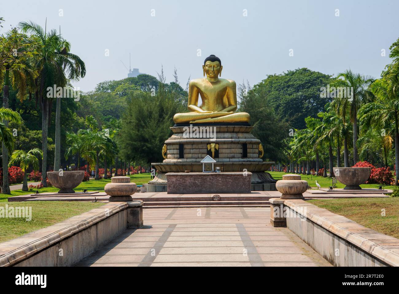 Golden sitting buddha statue in Colombo's Victoria Park, Sri Lanka ...