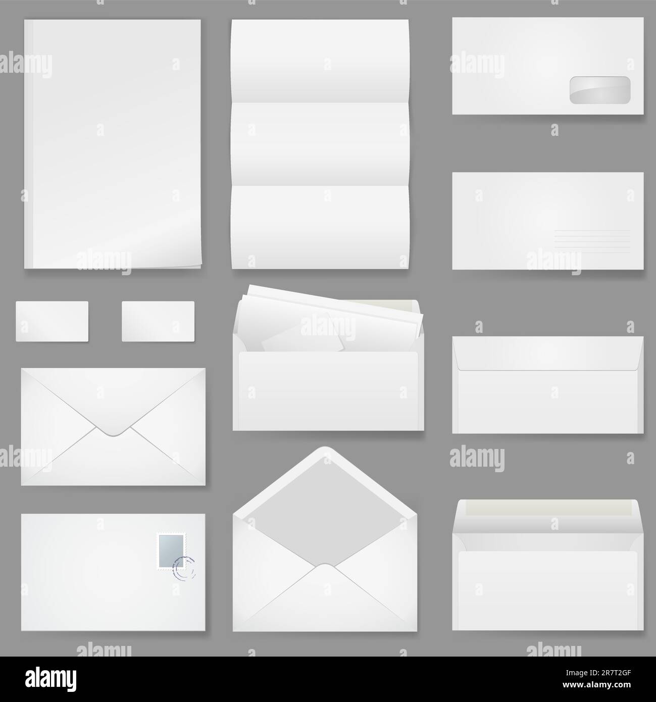 Office paper of different types. Illustration on white background Stock ...