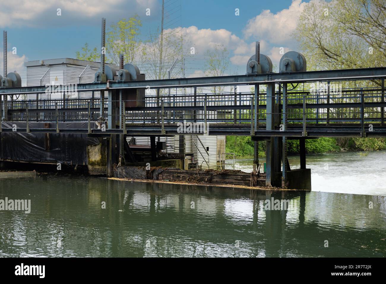 Small hydroelectric power plant power station with barrage on the River ...