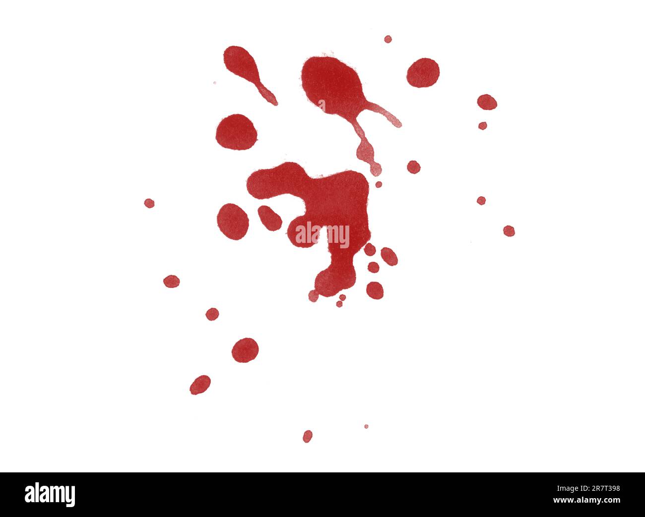 Digitally rendered blood splatter stain isolated on white background ...