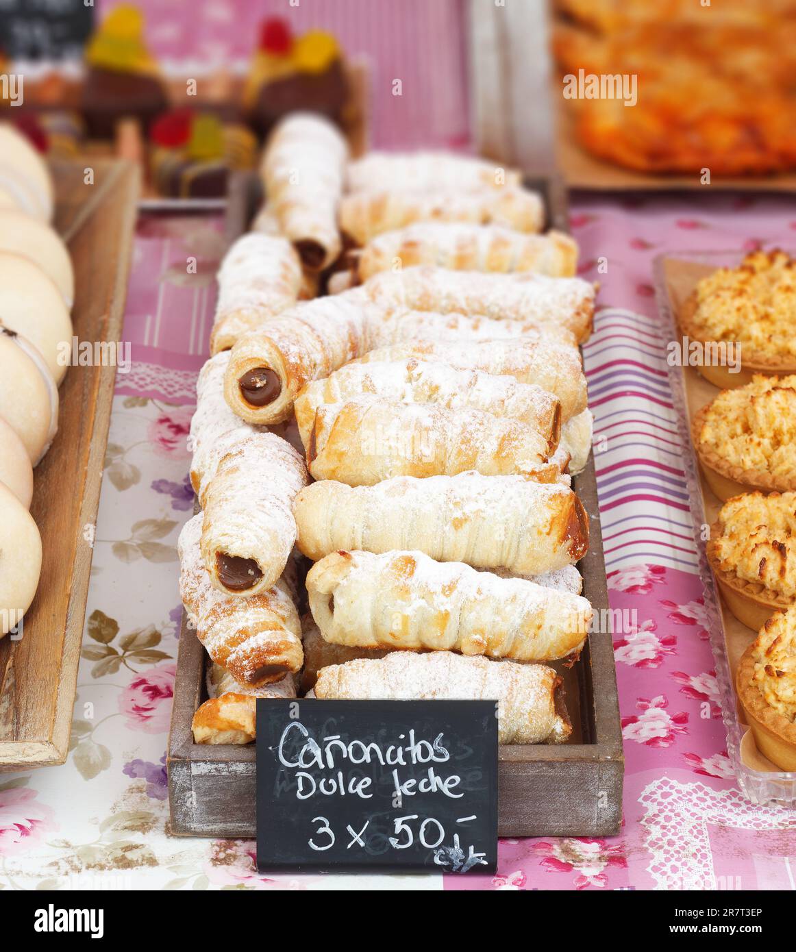 Canoncitos dulce leche, an Argentinian sweet dessert, horns filled with ...