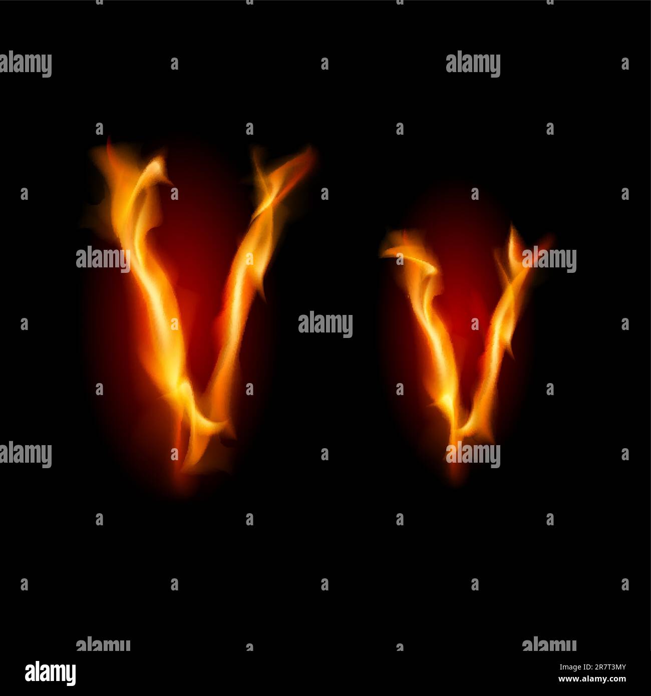 Fiery font. Letter V. Illustration on black background Stock Vector ...