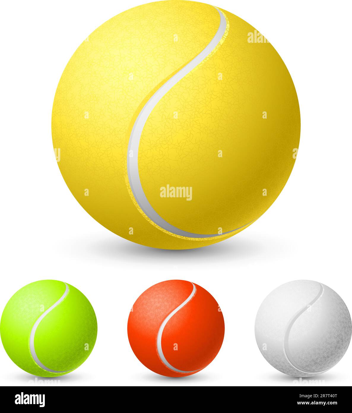 Realistic tennis ball in different colors. Illustration on white ...