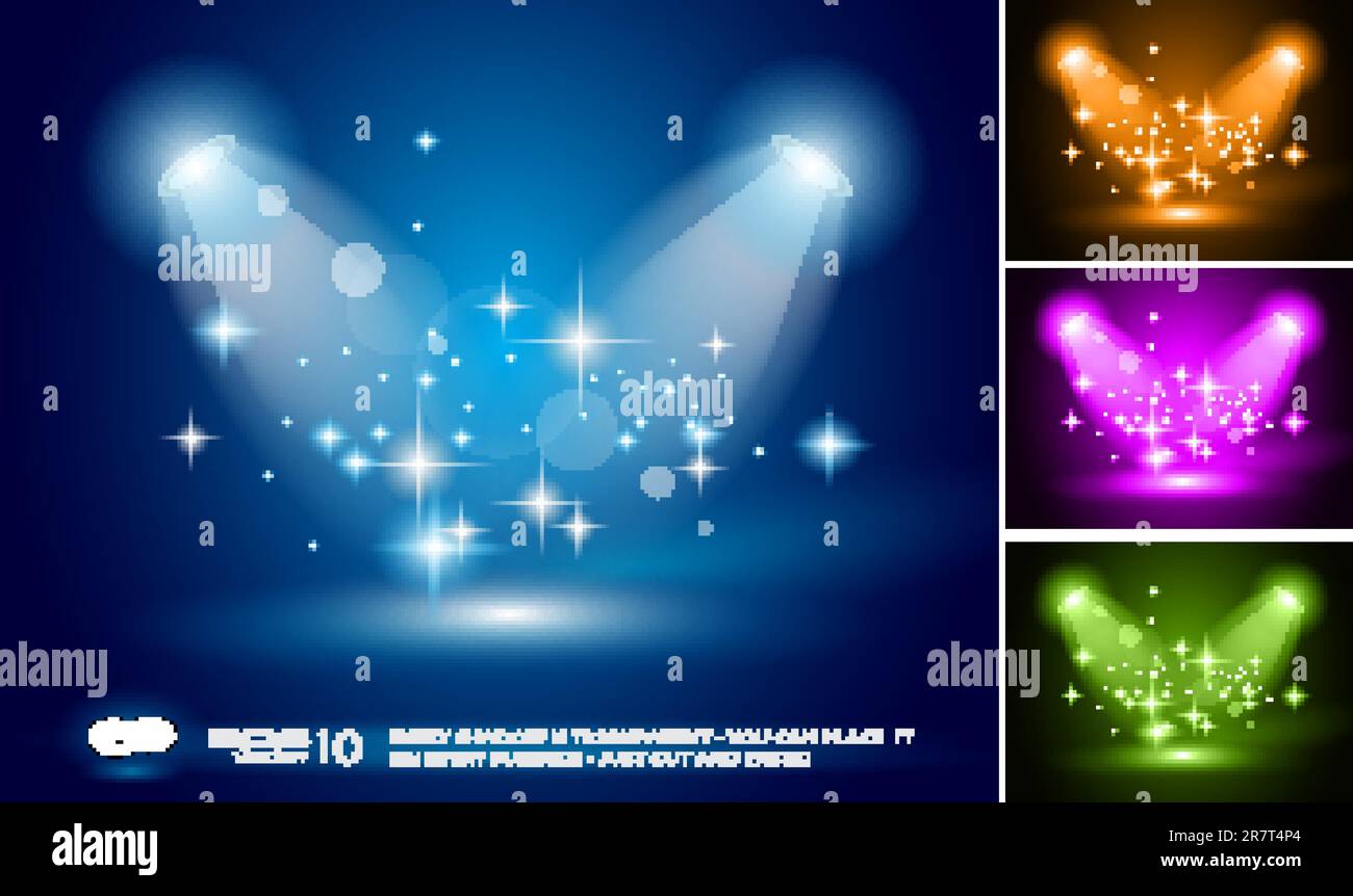 Magic Spotlights with Blue rays and glowing effect for people or ...