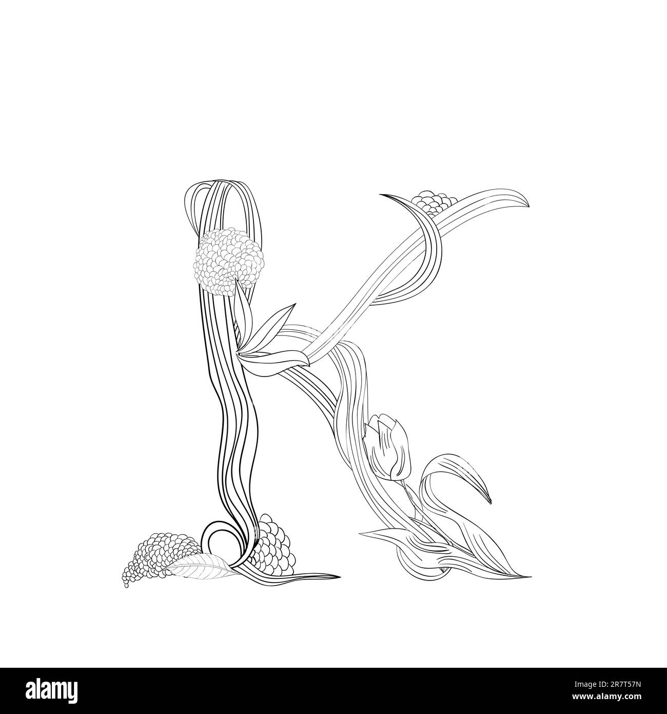 Floral font, Letter K Stock Vector Image & Art - Alamy