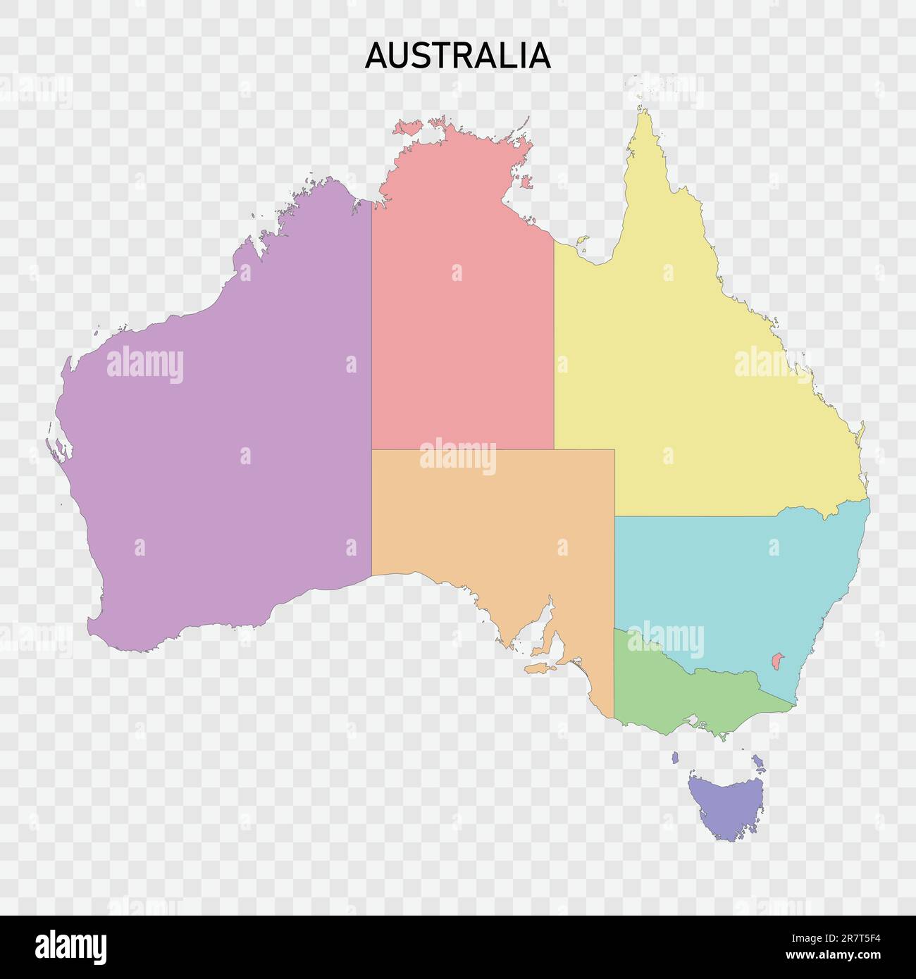 Isolated colored map of Australia with borders of the regions Stock ...