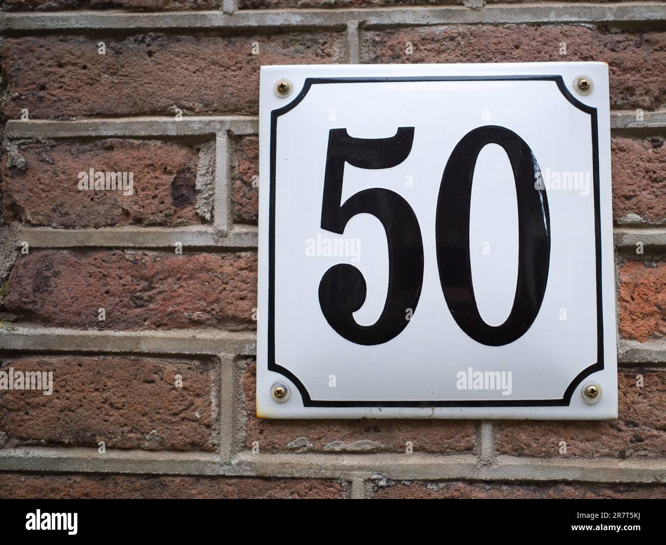 House number plate, number 50, digit, Amsterdam, Netherlands Stock ...