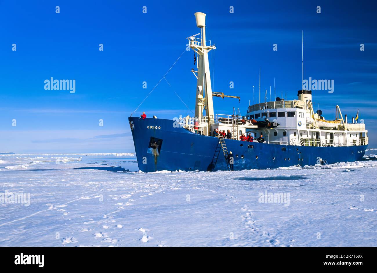 Ship with tourist at the ice edge in arctic, Svalbard, Norway Stock ...