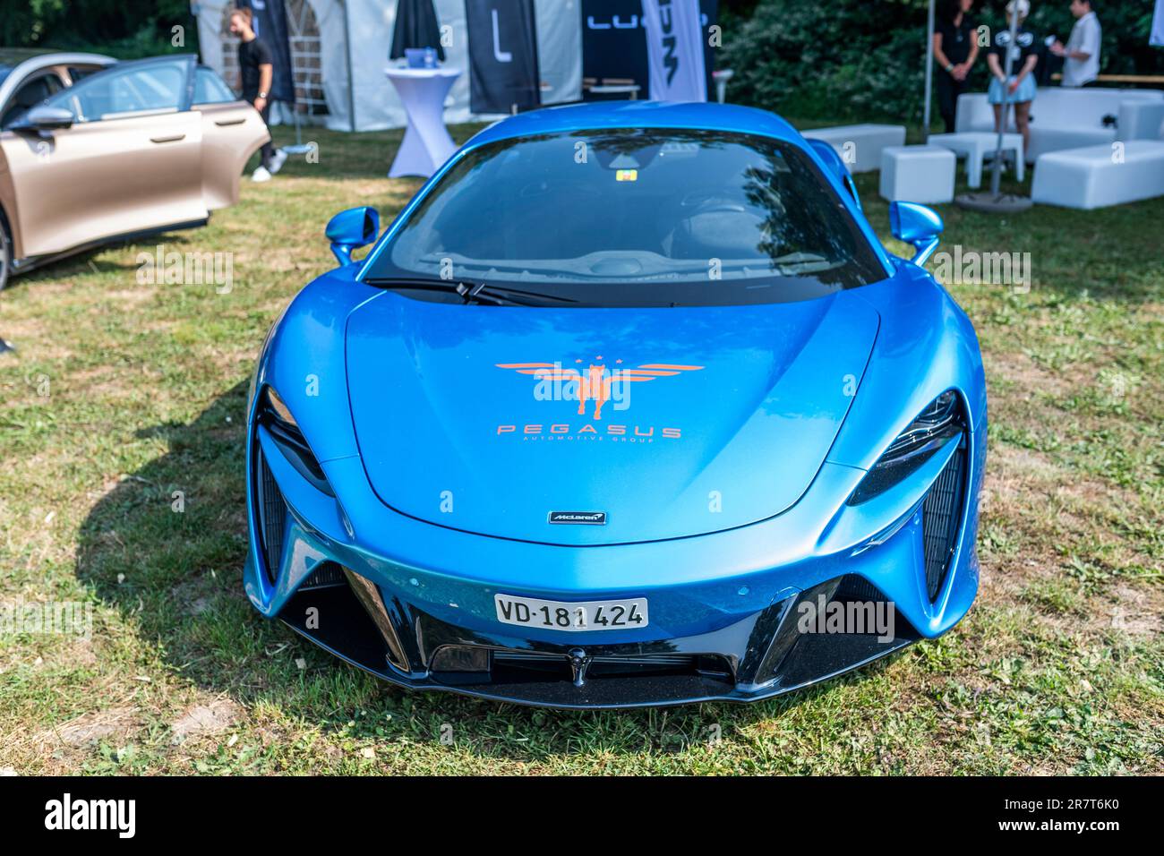 Coppet, Switzerland. 06th July, 2023. Front view of Mclaren Pegasus ...