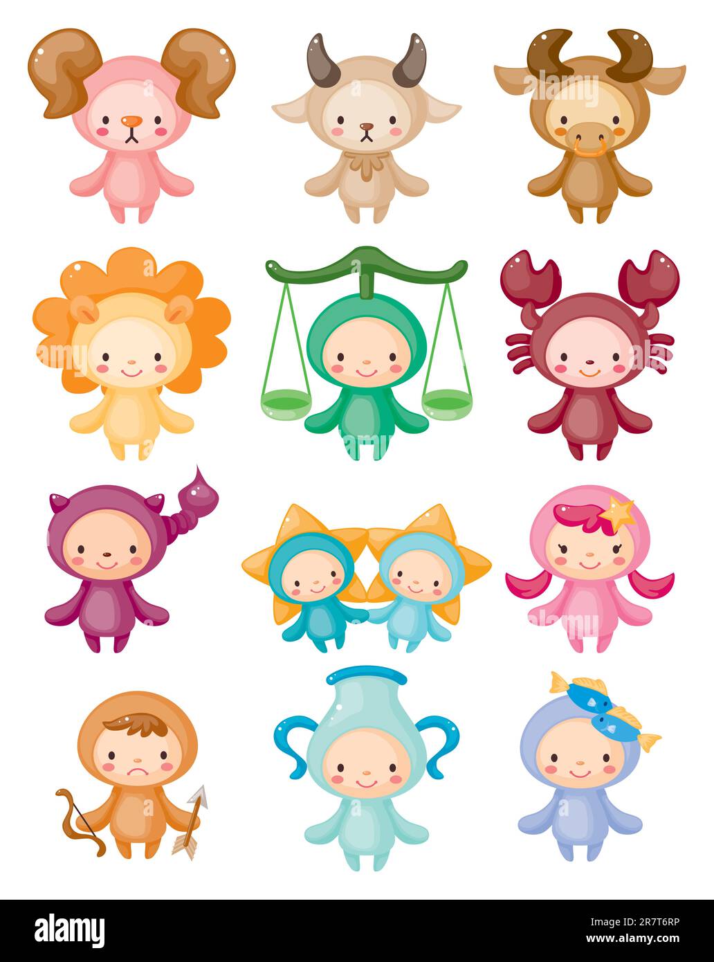 Set of isolated cute zodiac symbols Stock Vector Image & Art - Alamy